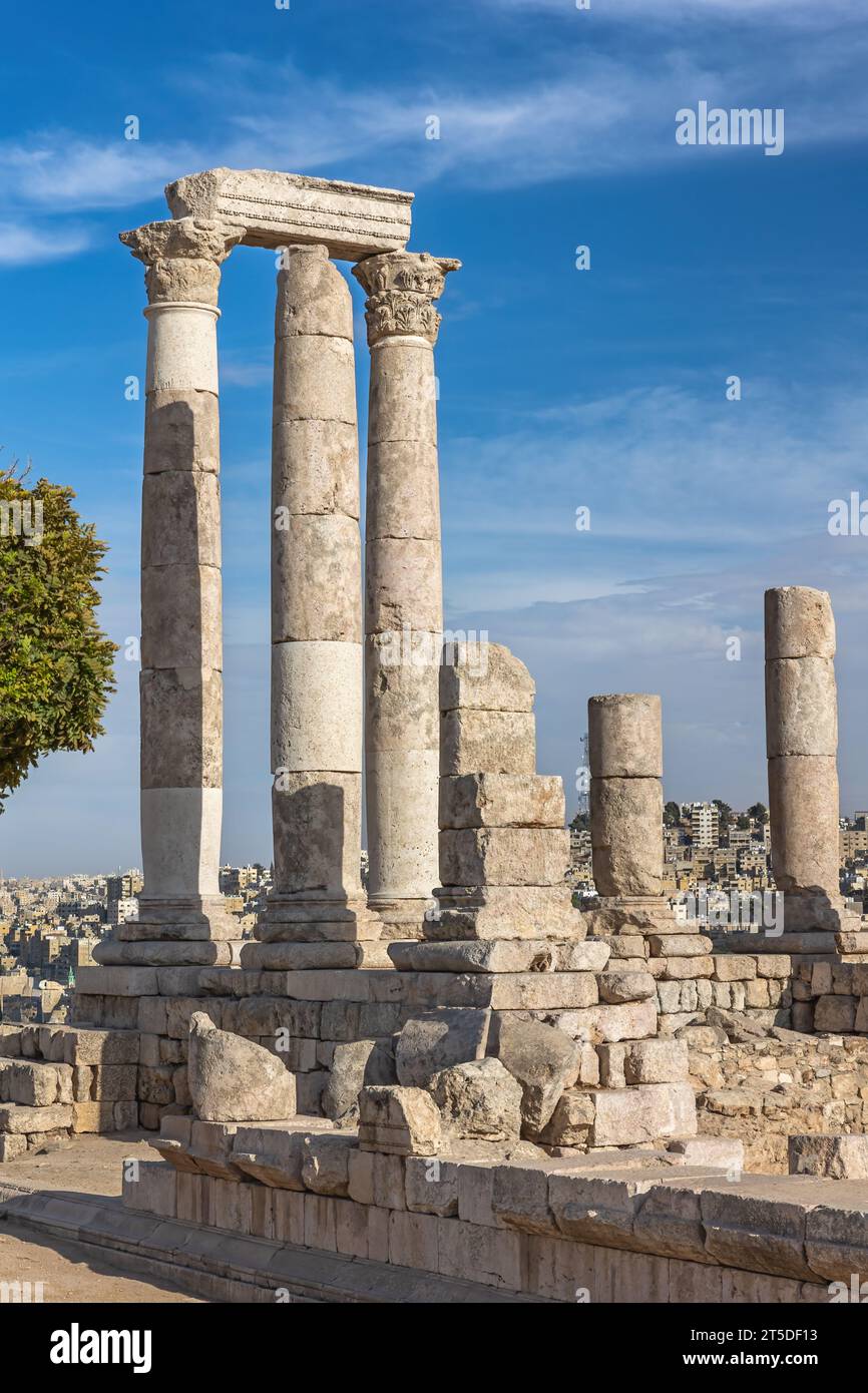 Ruins of Roman Temple of Hercules at the Amman Citadel is an ...