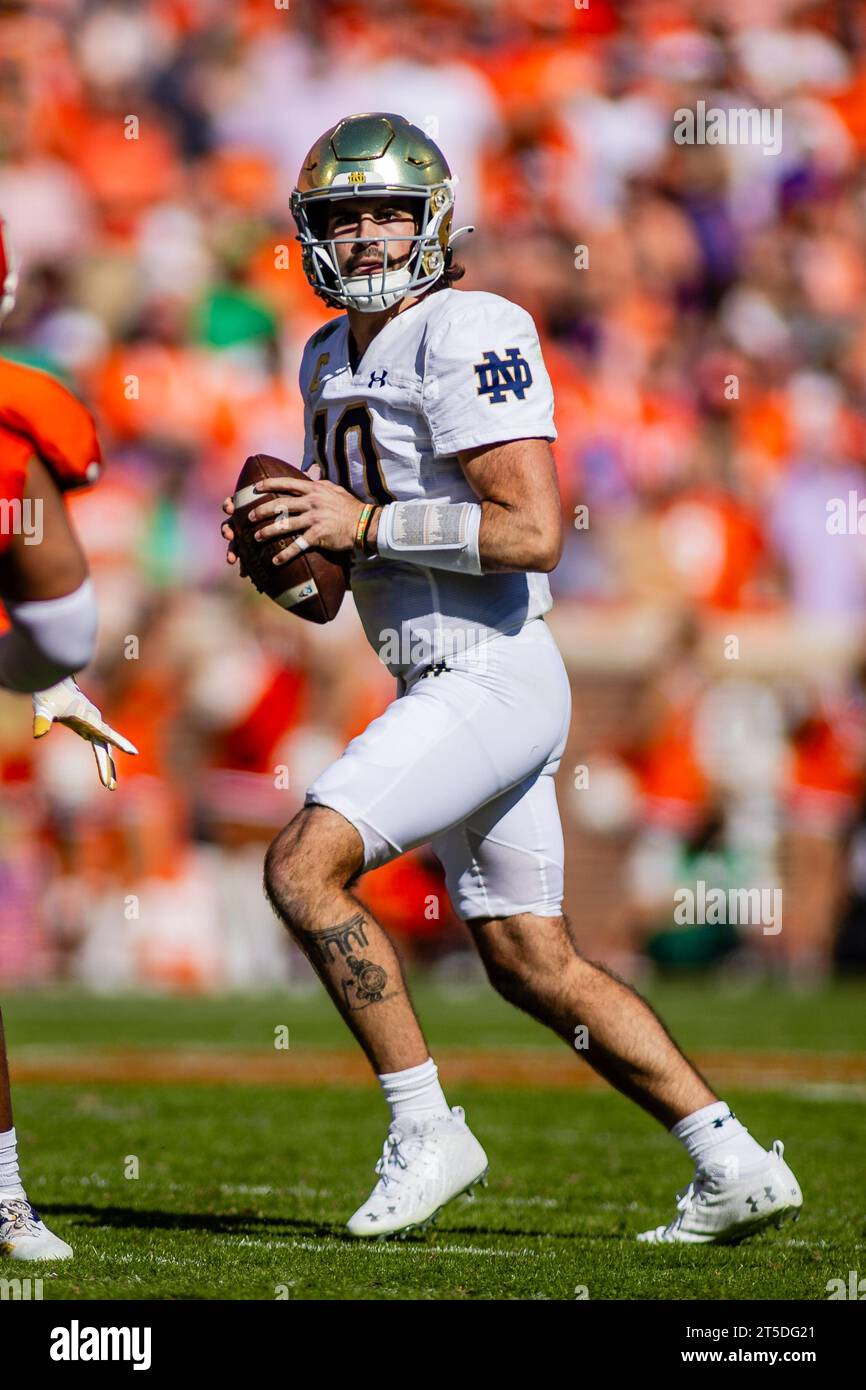 Clemson, SC, USA. 4th Nov, 2023. Notre Dame Fighting Irish quarterback ...