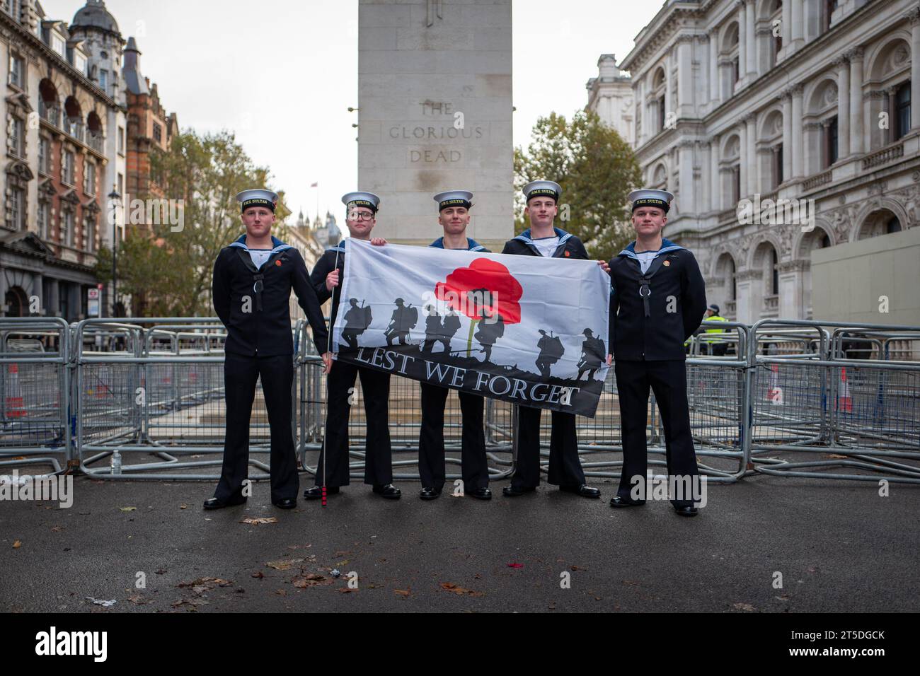 November 4, 2023: Sailors from HMS Sultan, salute the Cenotaph (meaning ...