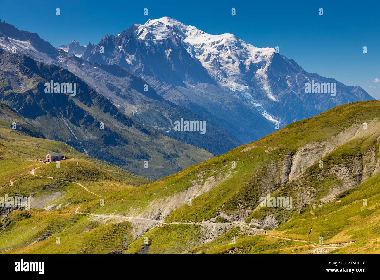 Mont Blanc mountain summit beautiful landscape from Col de Balme in ...
