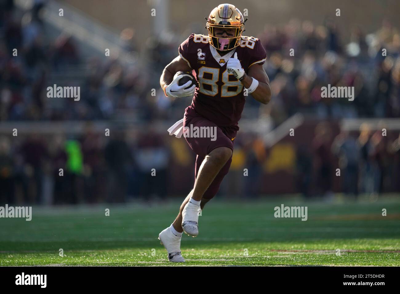 Minnesota tight end Brevyn Spann-Ford (88) runs to score a 31-yard ...