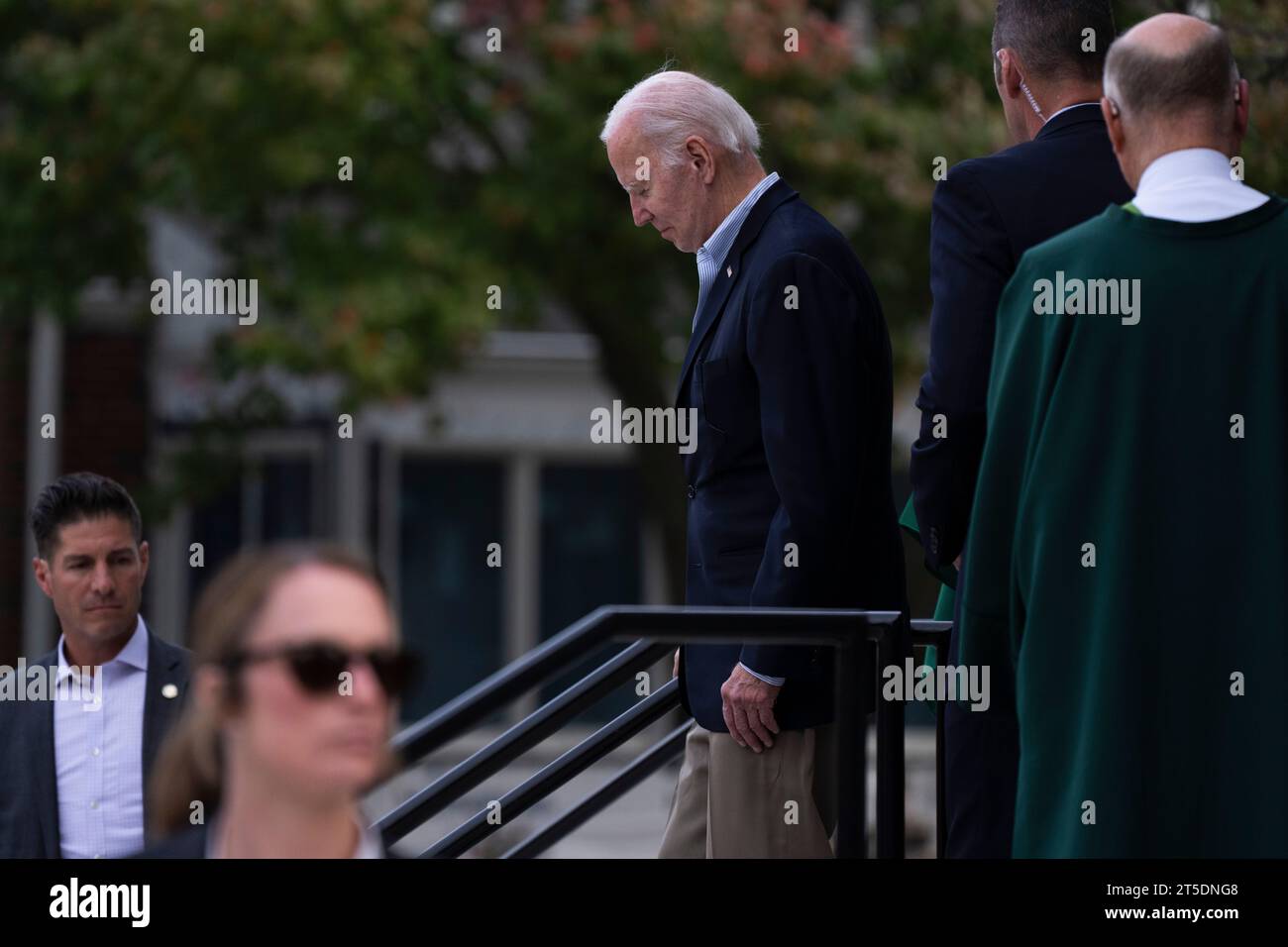 President Joe Biden leaves St. Edmond's Roman Catholic Church in ...
