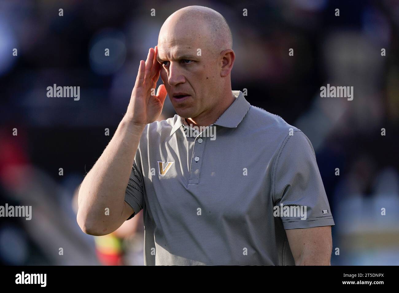 Vanderbilt head coach Clark Lea walk off the field at the end of the ...