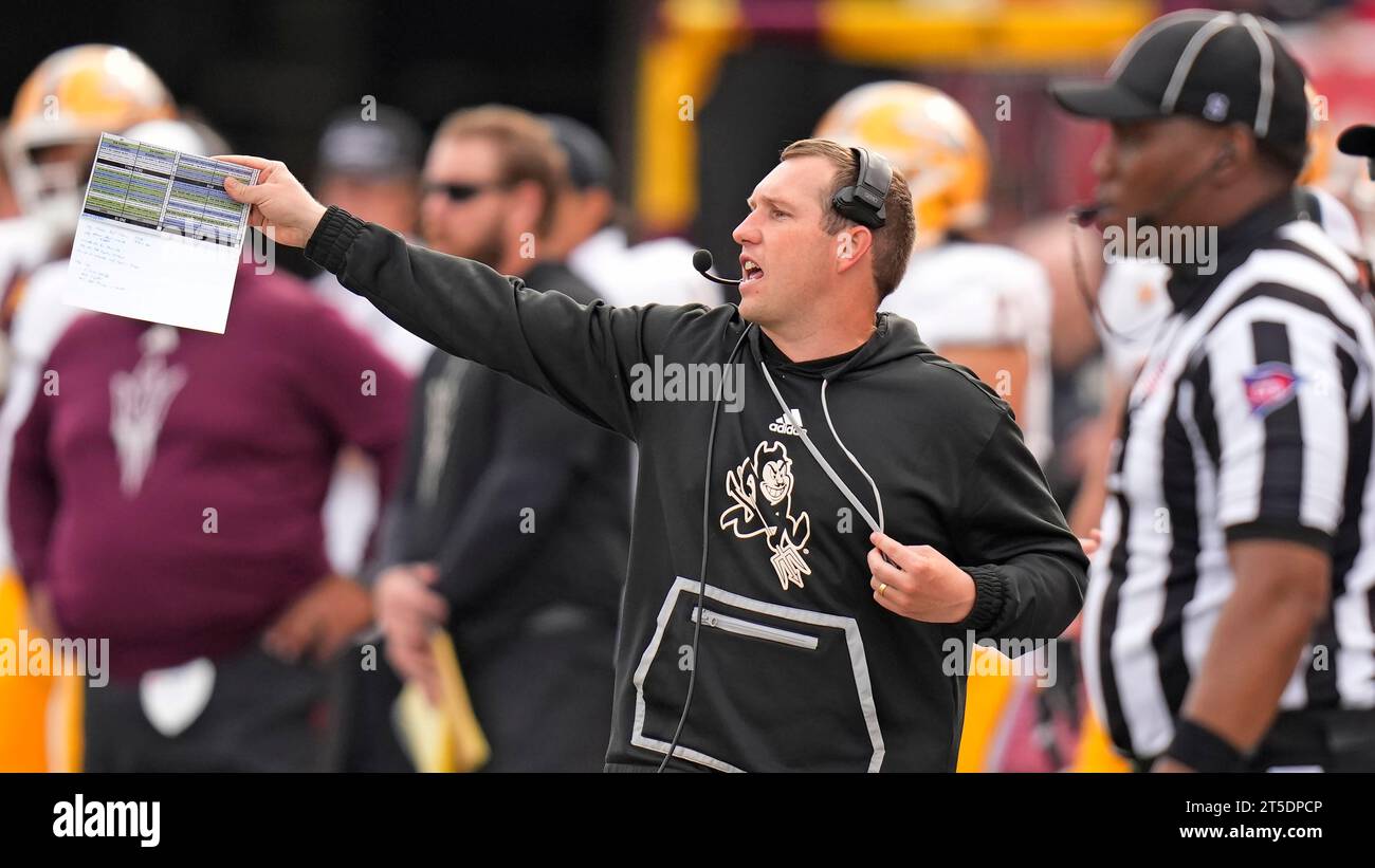 Arizona State head coach Kenny Dillingham shouts to his team during the ...