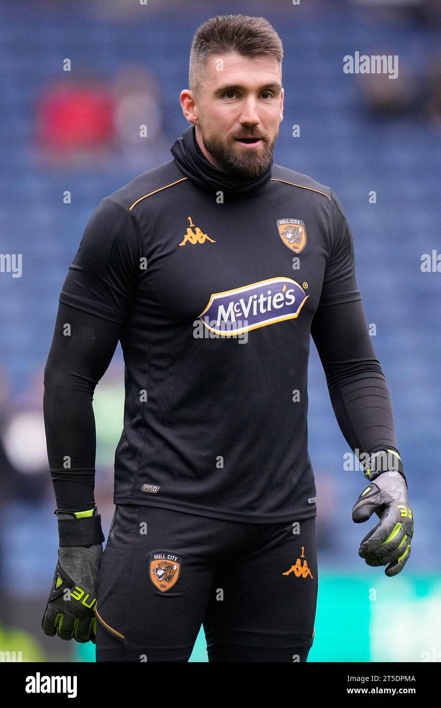 West Bromwich, UK. 04th Nov, 2023. Matt Ingram #1 of Hull City warms up ...