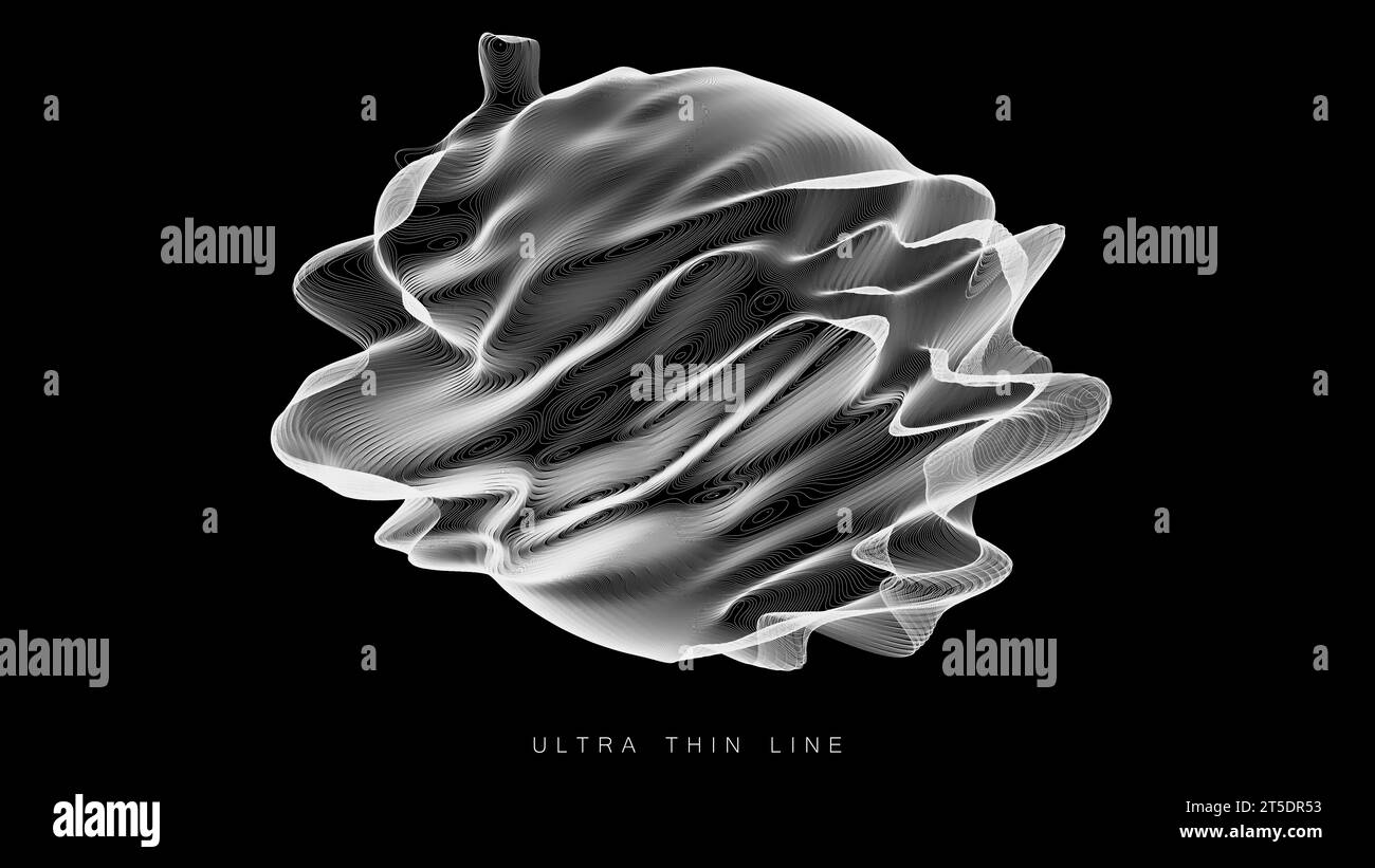 Distorted line spheres. Vector thin line glitch geometry Stock Vector ...