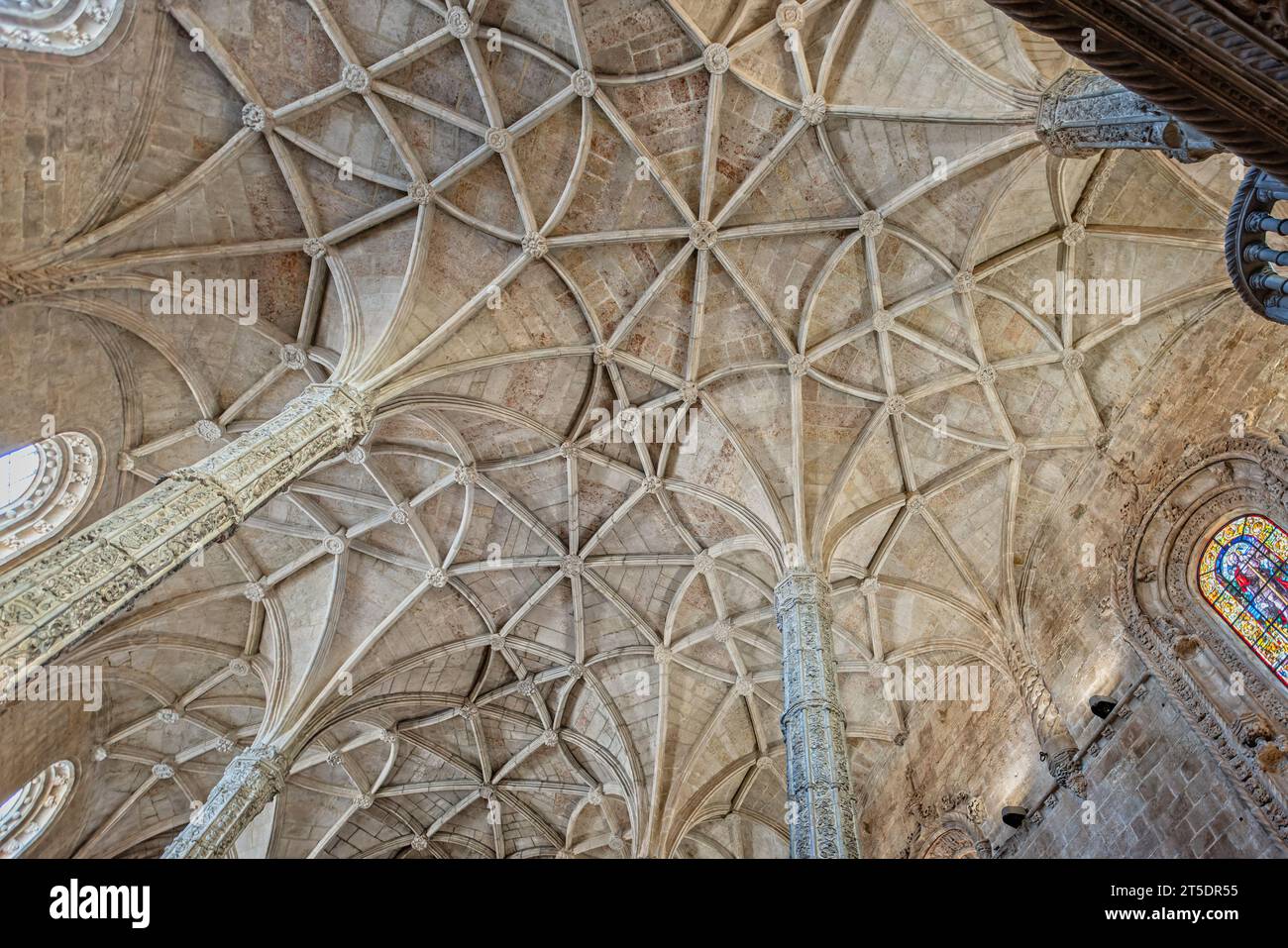 Rib vaulted ceiling in Santa Maria Chruch in Jerónimos Monastery in ...