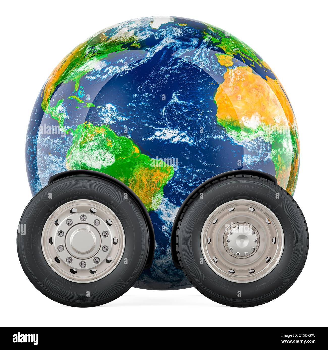 Earth Globe with wheels, 3D rendering isolated on white background ...