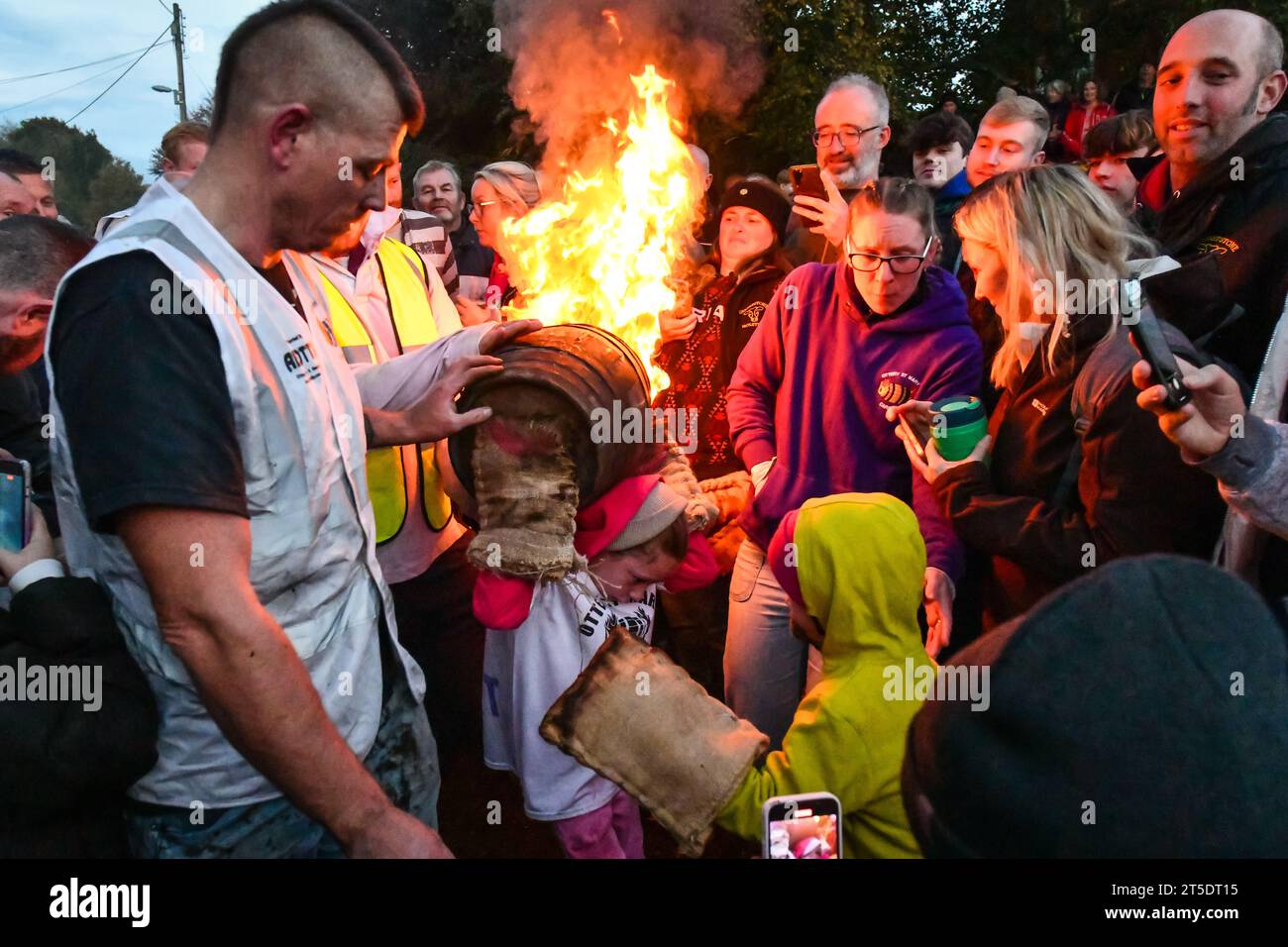 Ottery St Mary, UK. Saturday 4 November 2023. Brave children, as young ...