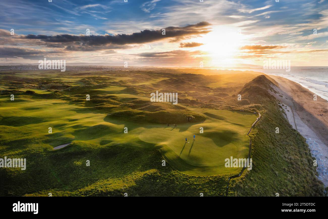 Aerial photograph of Royal Portrush Golf Club, Dunluce Links, 5th Hole ...