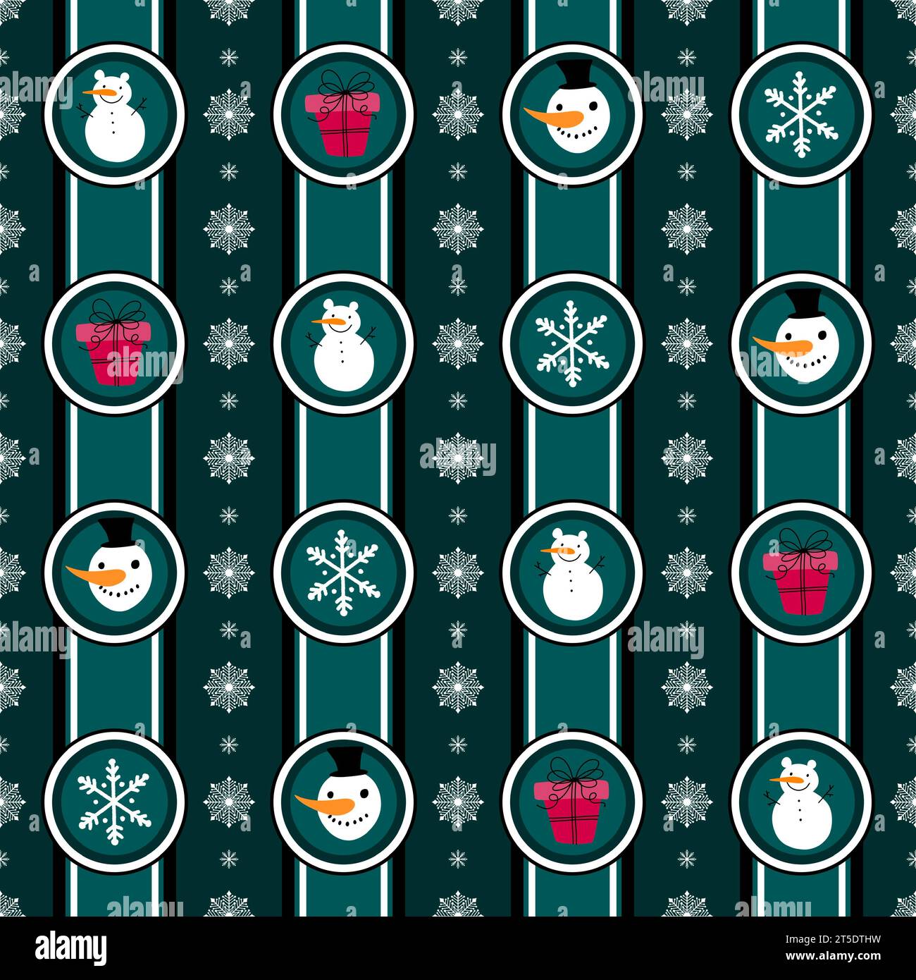 Cartoon winter ice seamless snowman and snowflakes pattern for wrapping ...