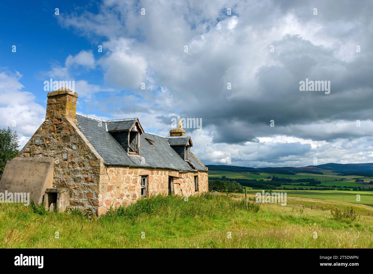 The abandoned farmhouse of Balhennie near the start of the path to the ...