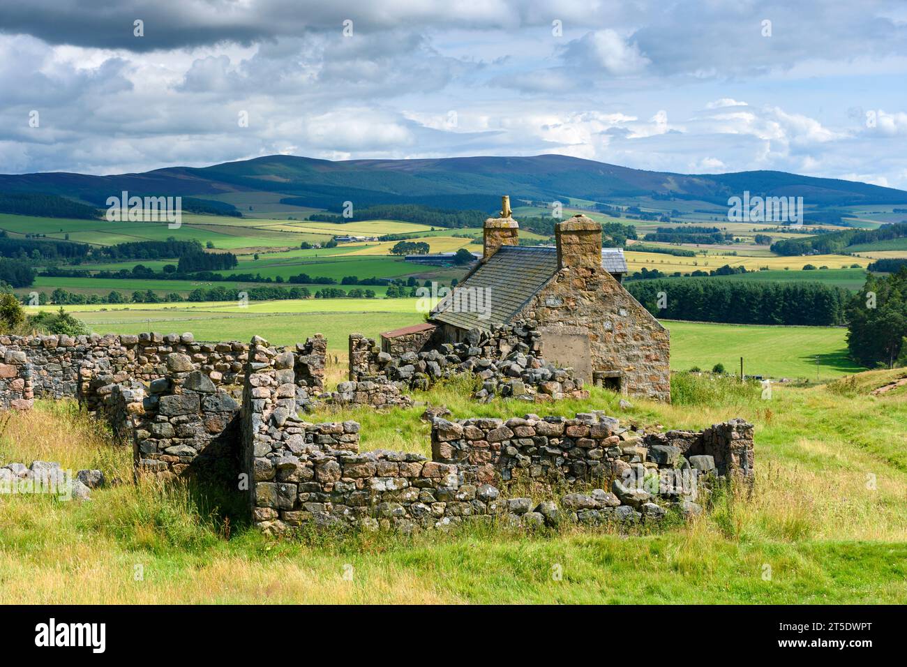 The abandoned farmhouse of Balhennie near the start of the path to the ...