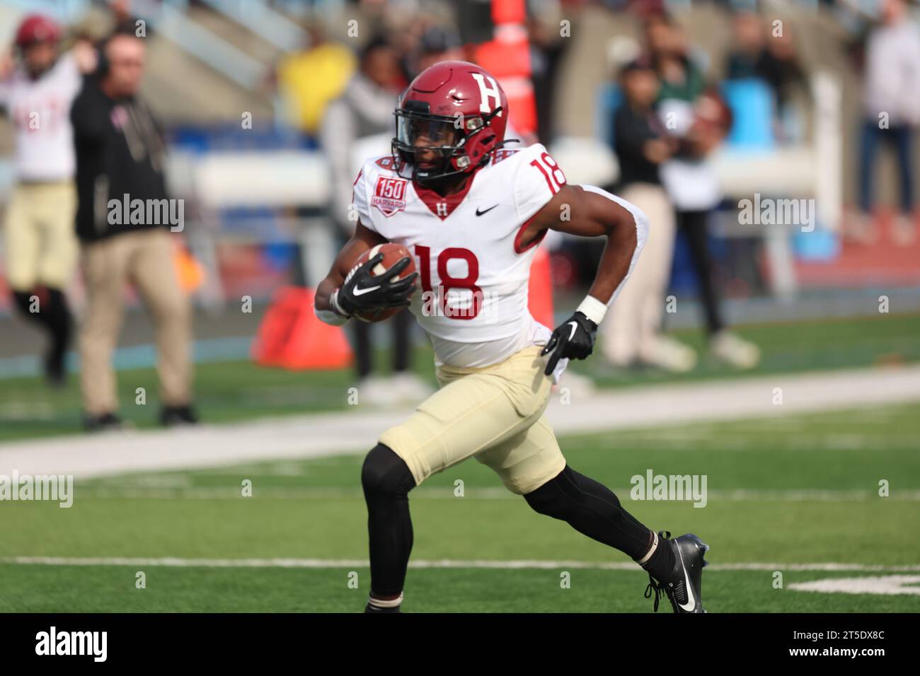 Harvard Crimson defensive back Kaleb Moody #18 celebrates after ...