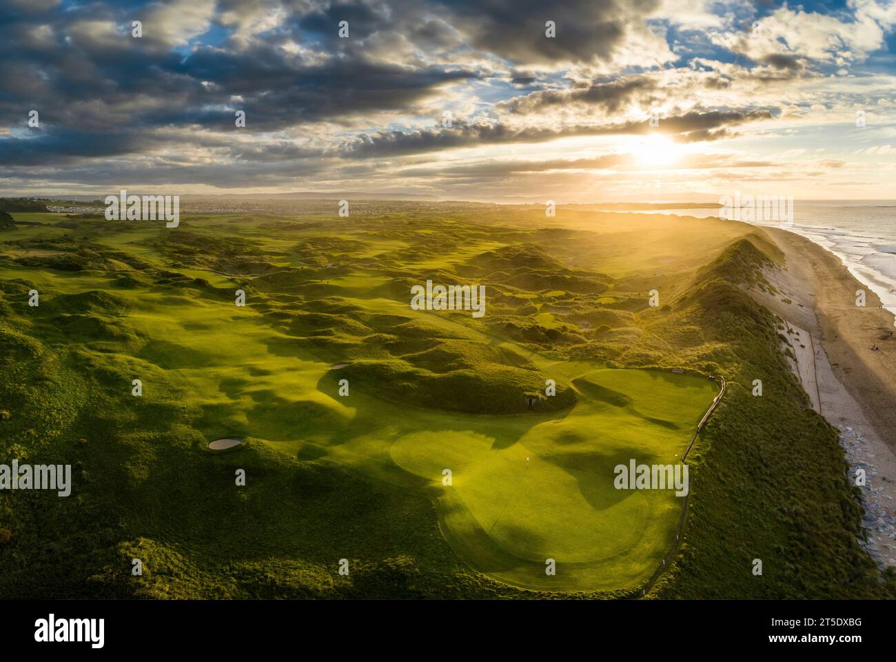 Aerial photograph of Royal Portrush Golf Club, Dunluce Links, 5th Hole ...