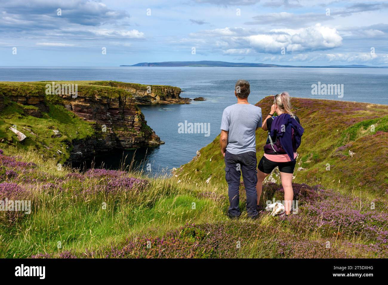 The hills of Hoy, Orkney, over the Pentland Firth, from Red Head on the ...