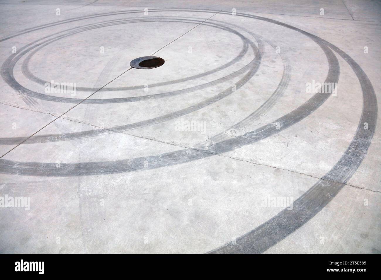 wheel track is on the cement ground Stock Photo - Alamy