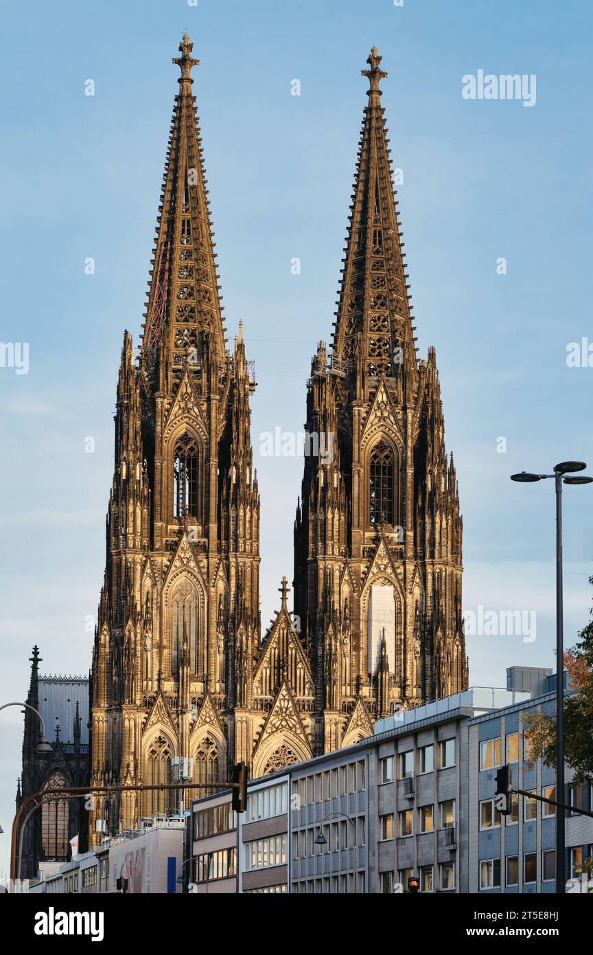 the west façade of cologne cathedral with its imposing twin towers in ...