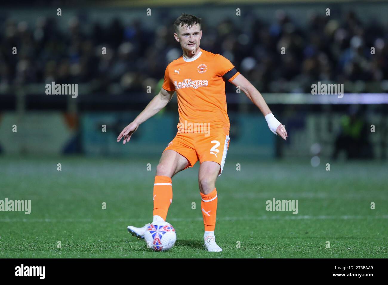 Hayes Lane, UK. 04th Nov, 2023. Callum Connolly #2 of Blackpool in ...