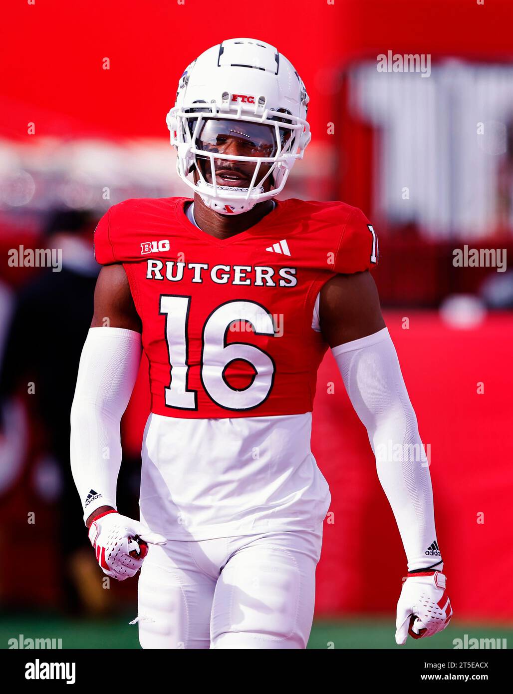 Rutgers defensive back Max Melton (16) during warm up before a NCAA ...