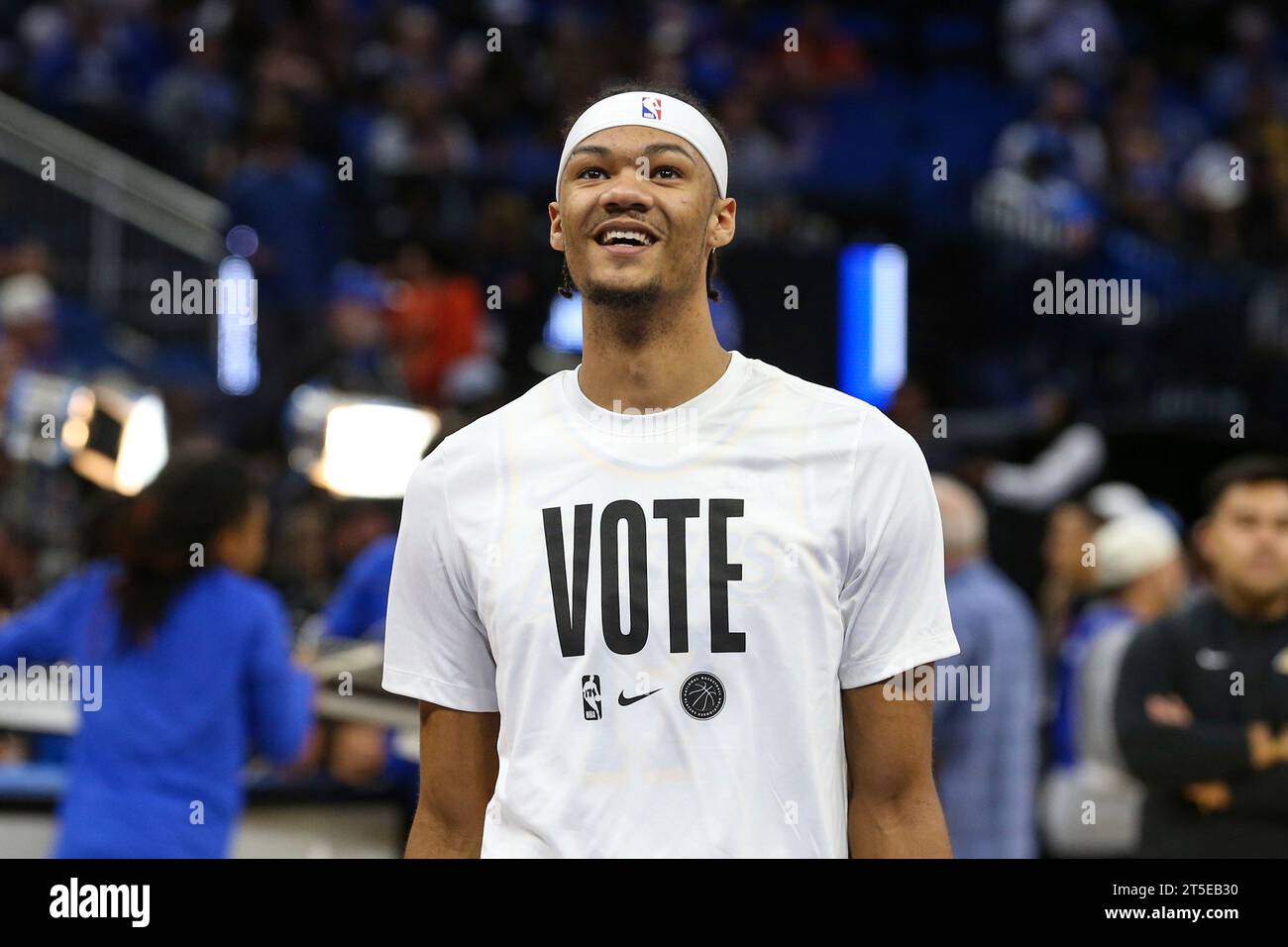 Los Angeles Lakers forward Rui Hachimura wears a shirt that reads "VOTE ...