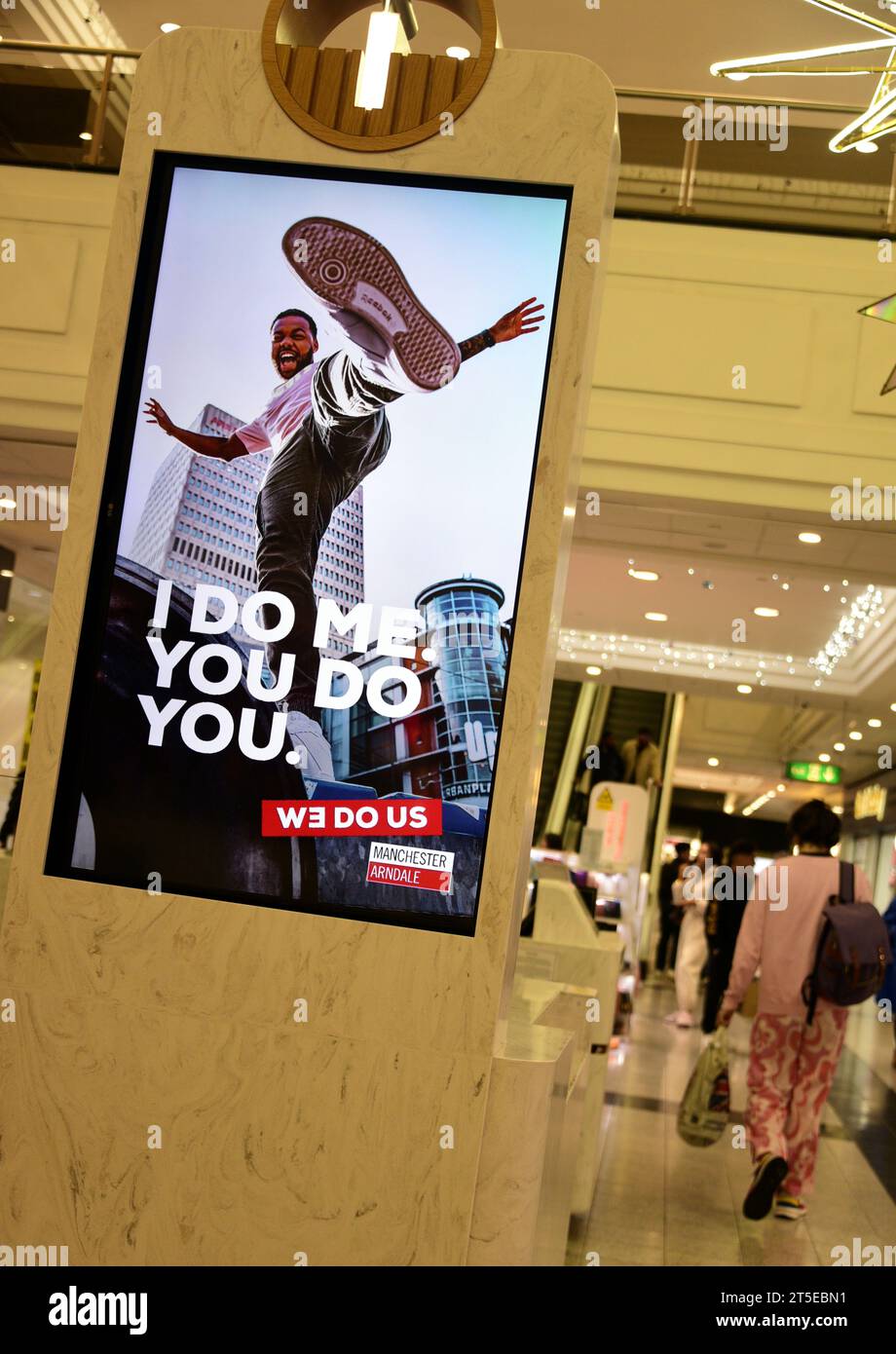 illuminated advertising screens market street manchester, UK, shopping ...