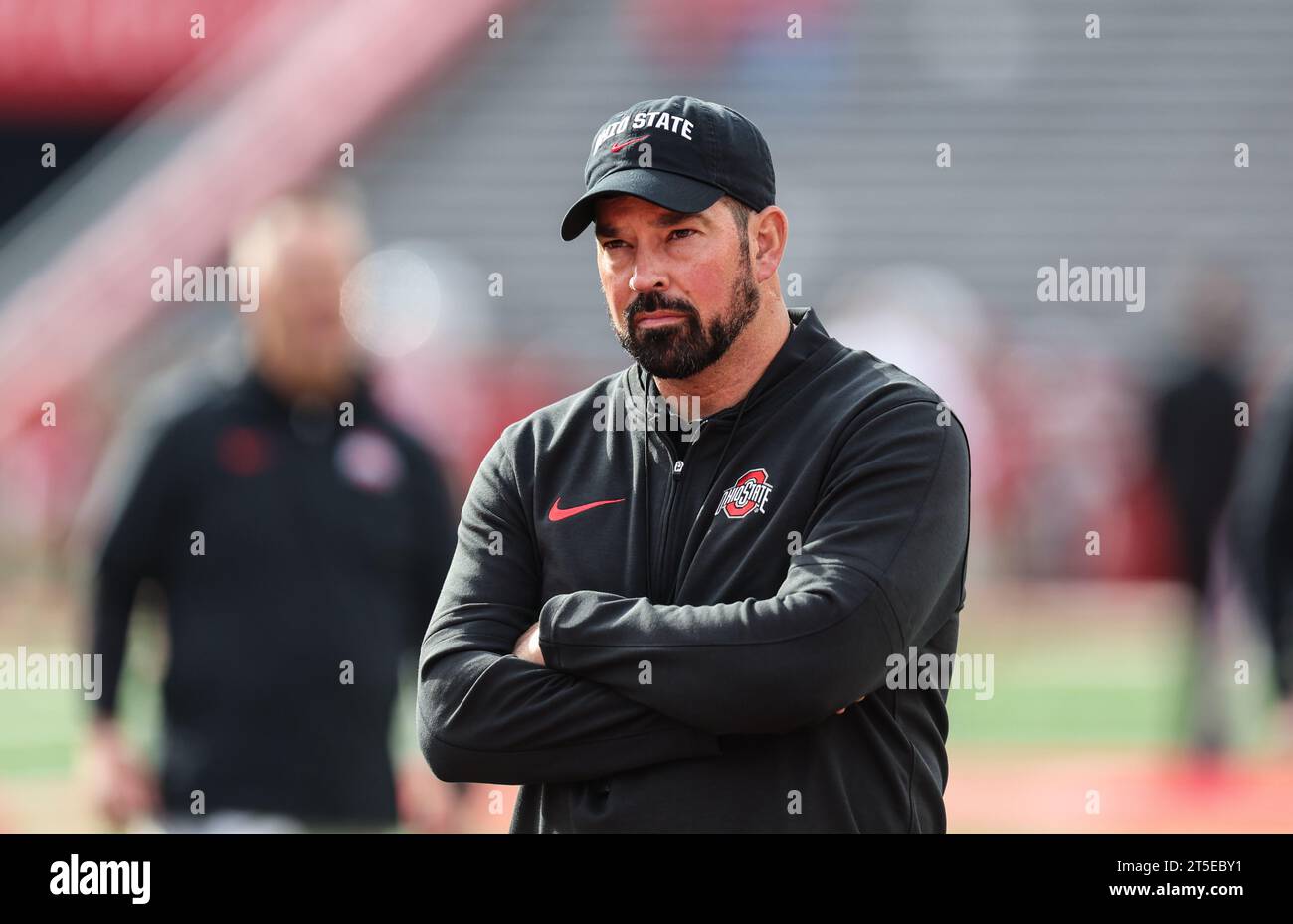 Piscataway, NJ, USA. 4th Nov, 2023. Ohio State Buckeyes head coach Ryan ...