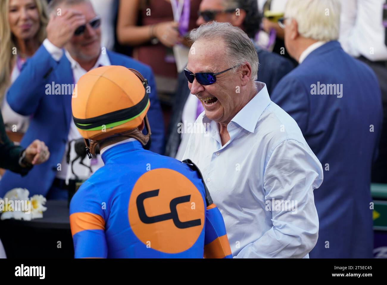 Trainer Rick Dutrow, right, celebrates with jockey Irad Ortiz Jr. after ...