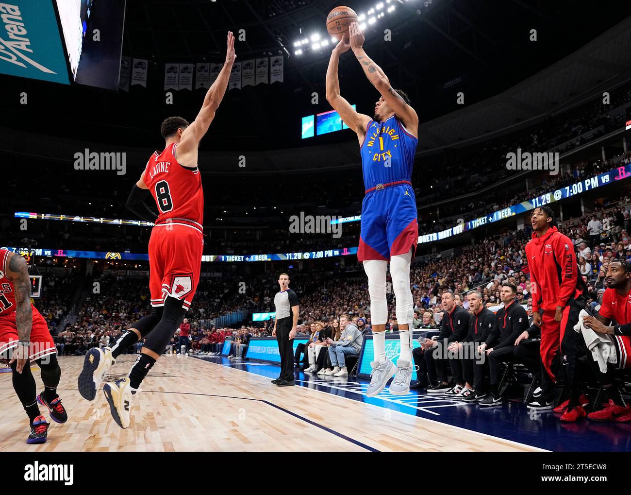 Denver Nuggets forward Michael Porter Jr. (1) shoots a 3-point basket ...