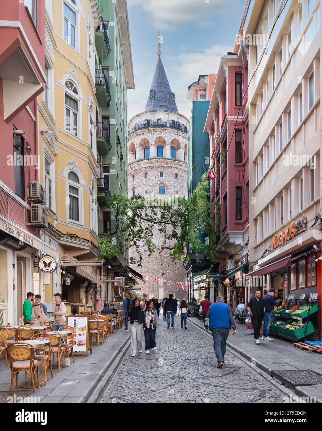 Istanbul, Turkey - May 13, 2023: Popular tourist destination Galata ...
