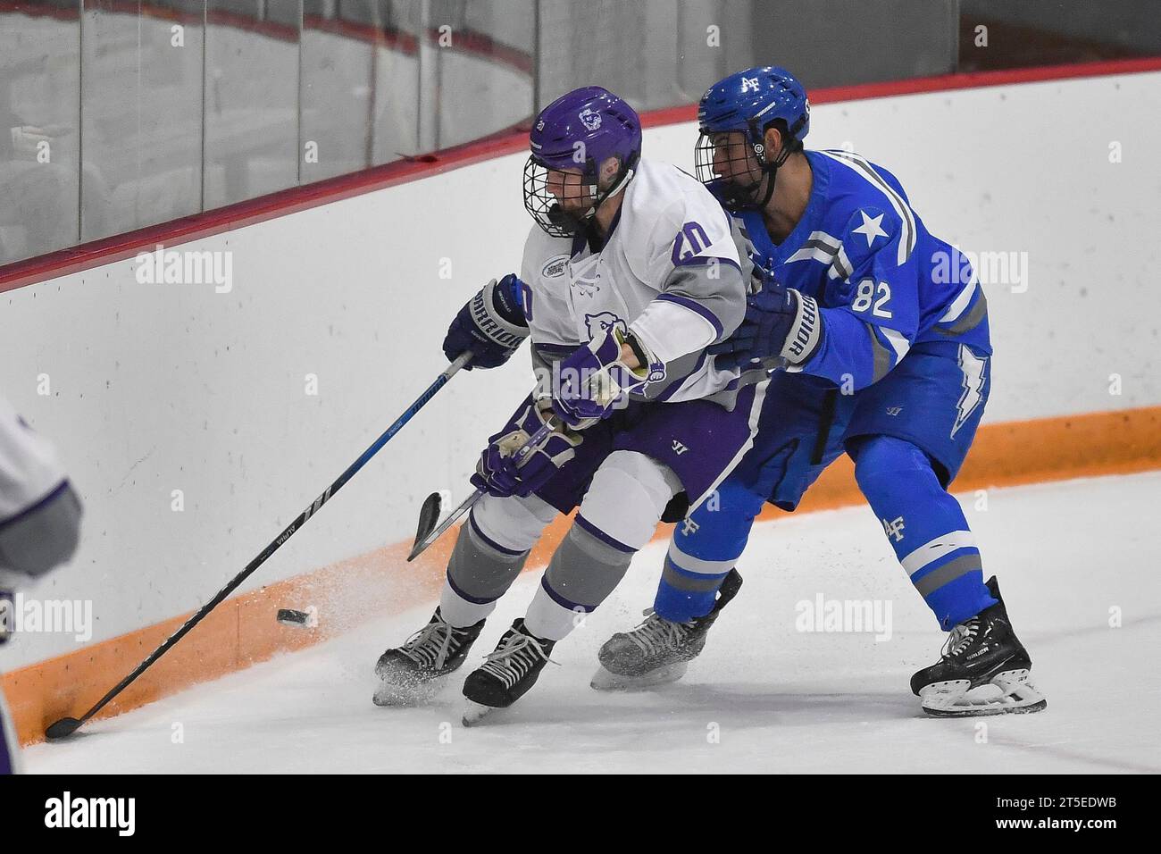 Niagara forward Christian Gorscak, left, is defended by Air Force ...