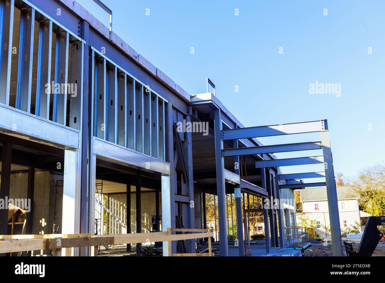 Under construction is an industrial commercial building with steel ...