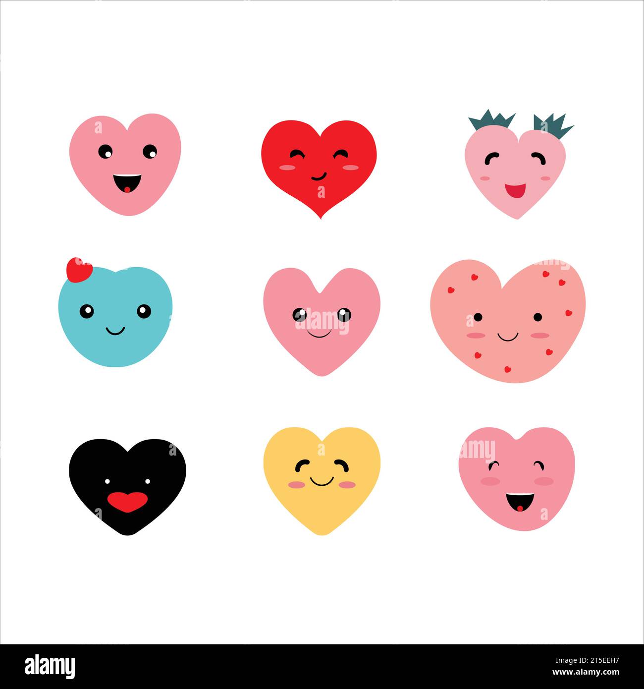 cute heart cartoon,emotion set,smile,white background,flat style ...