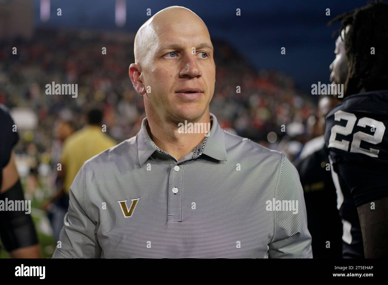 Vanderbilt head coach Clark Lea walks off the field after the team's ...