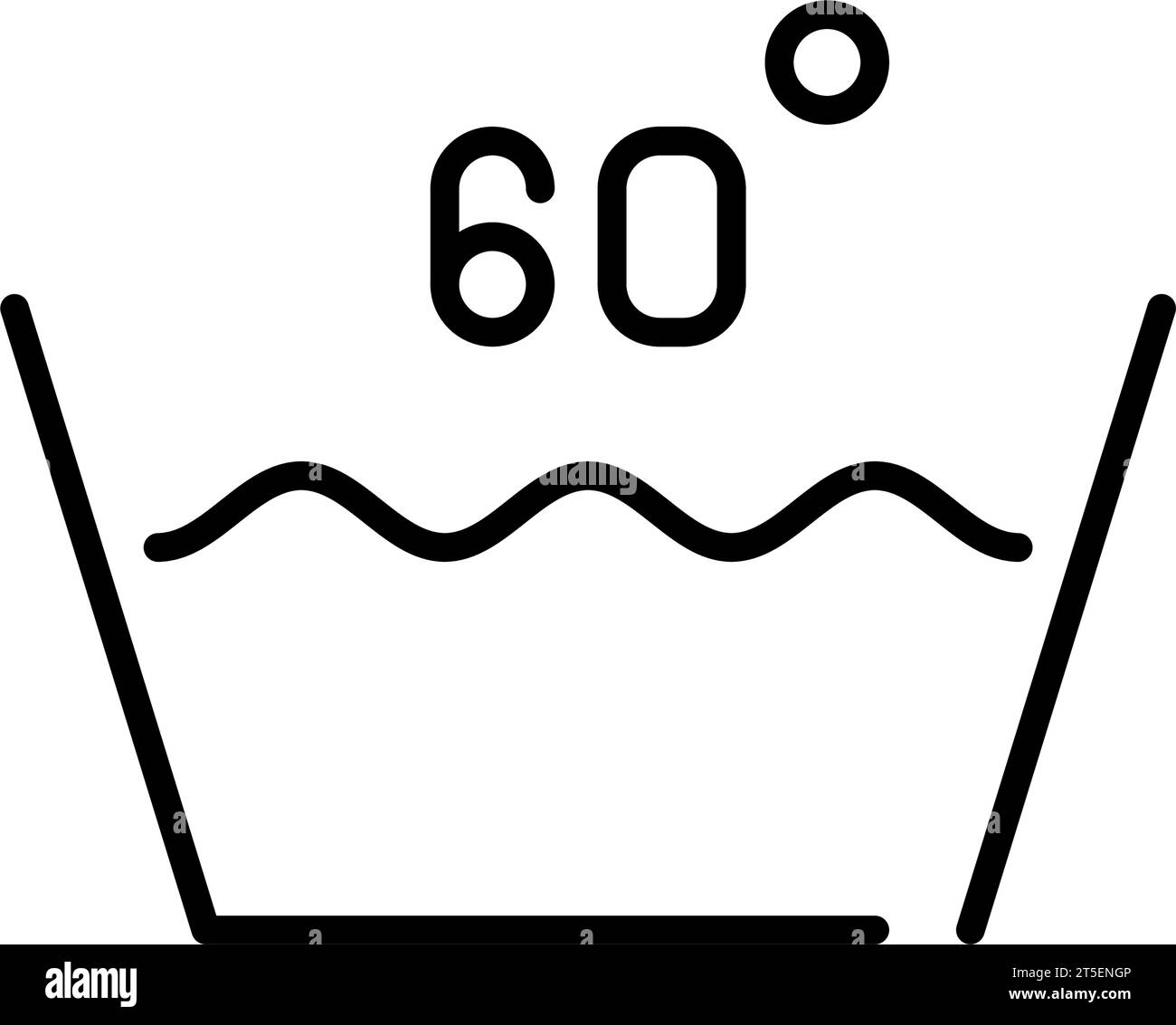 Washing clothes at 60 degrees temperature. Laundry instructions label ...