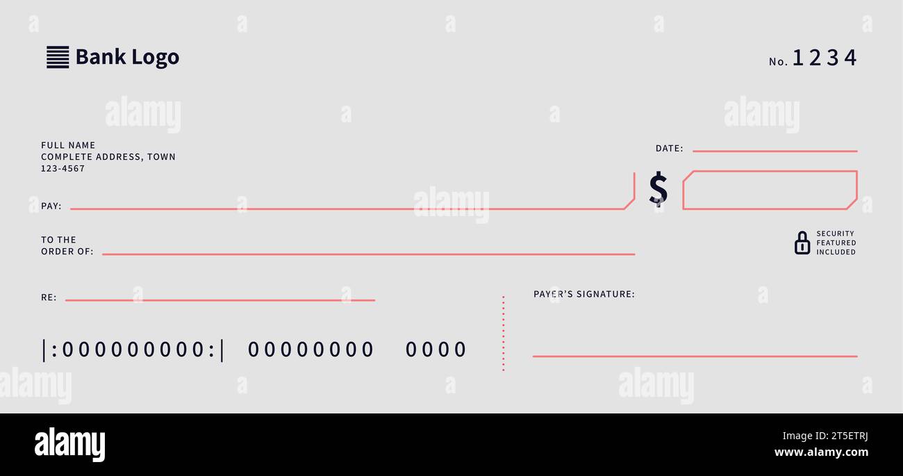 Blank check, vector blank money cheque, checkbook template with ...