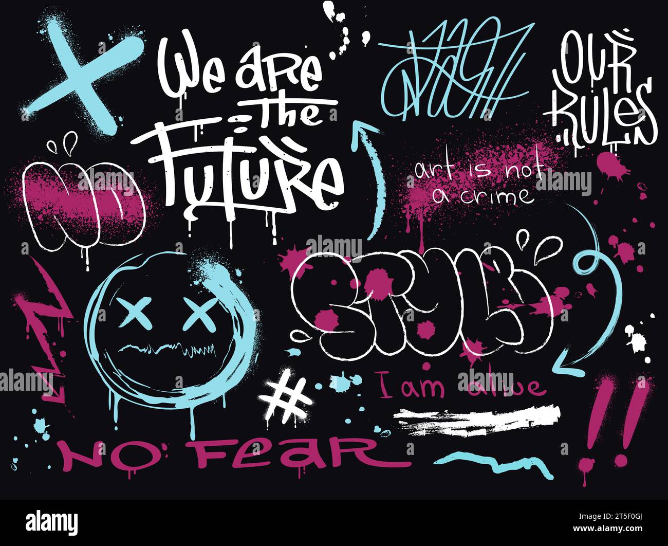 Wall with graffiti vector set Stock Vector Image & Art - Alamy