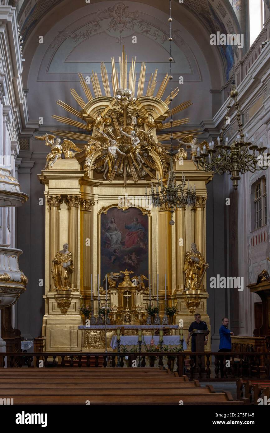 Nave and main altar, the Church of the Holy Trinity, Tykocin, Poland ...