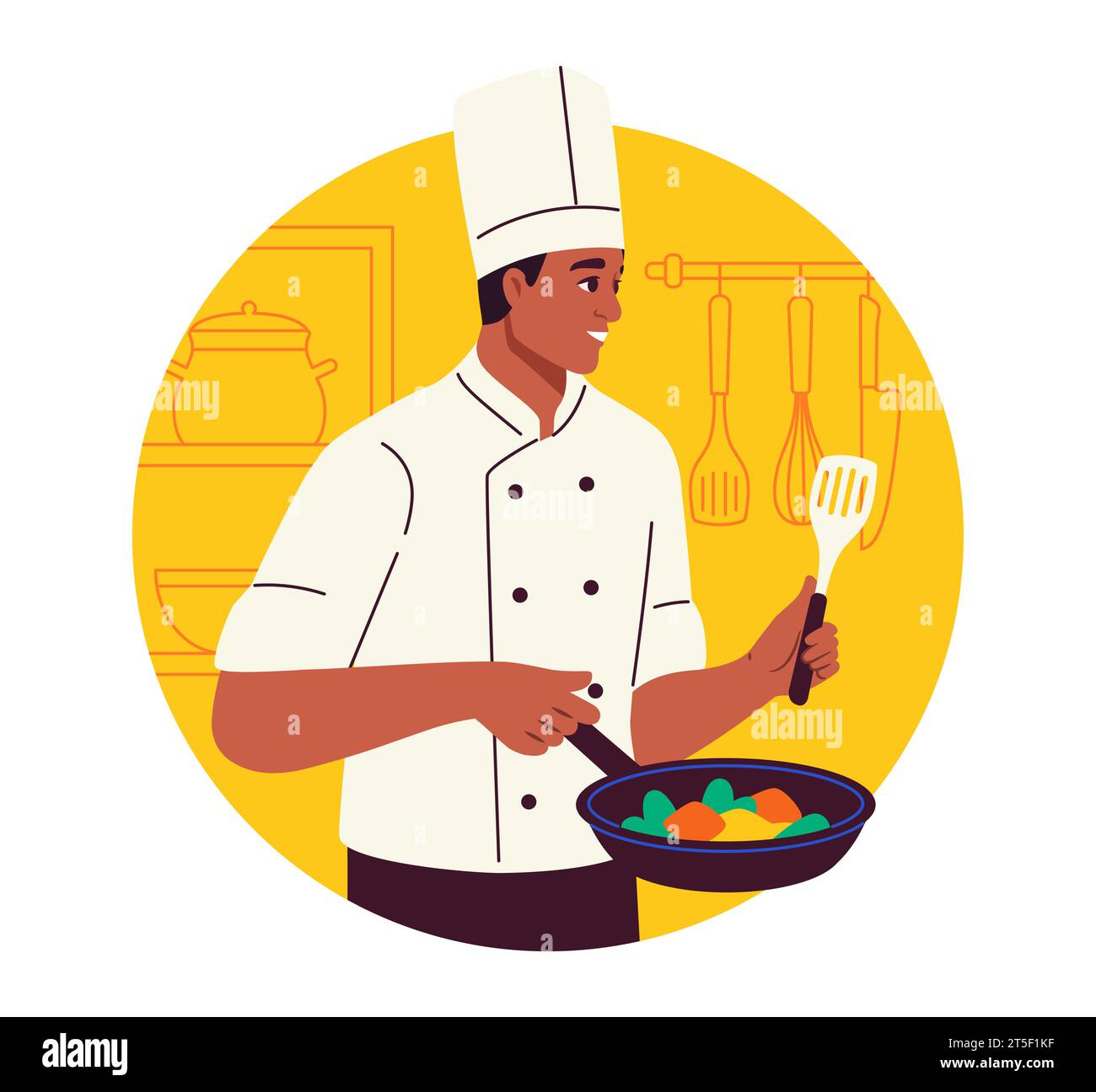 Restaurant worker at workplace vector Stock Vector Image & Art - Alamy