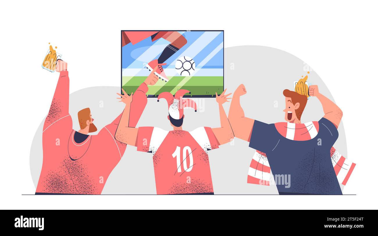 Football fans watch match vector Stock Vector Image & Art - Alamy