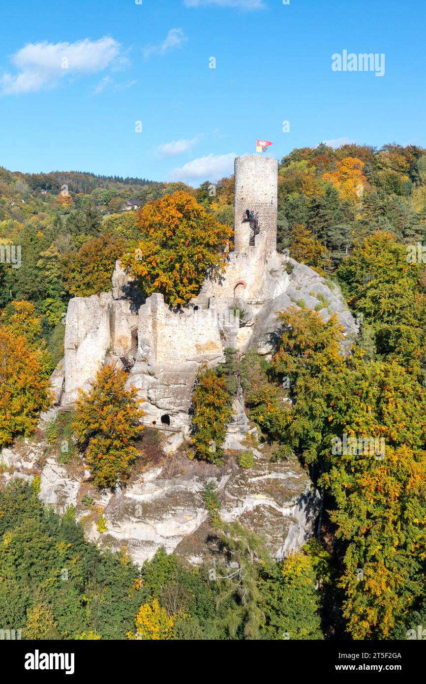 Skalni hrad Frydstejn ze 14. stol., Mala Skala, Cesky raj, Ceska ...