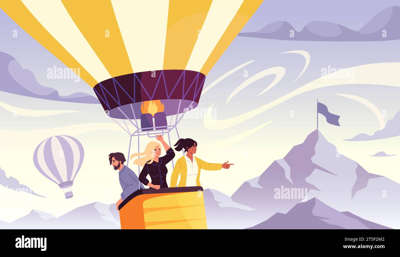 Team at air balloon vector concept Stock Vector Image & Art - Alamy