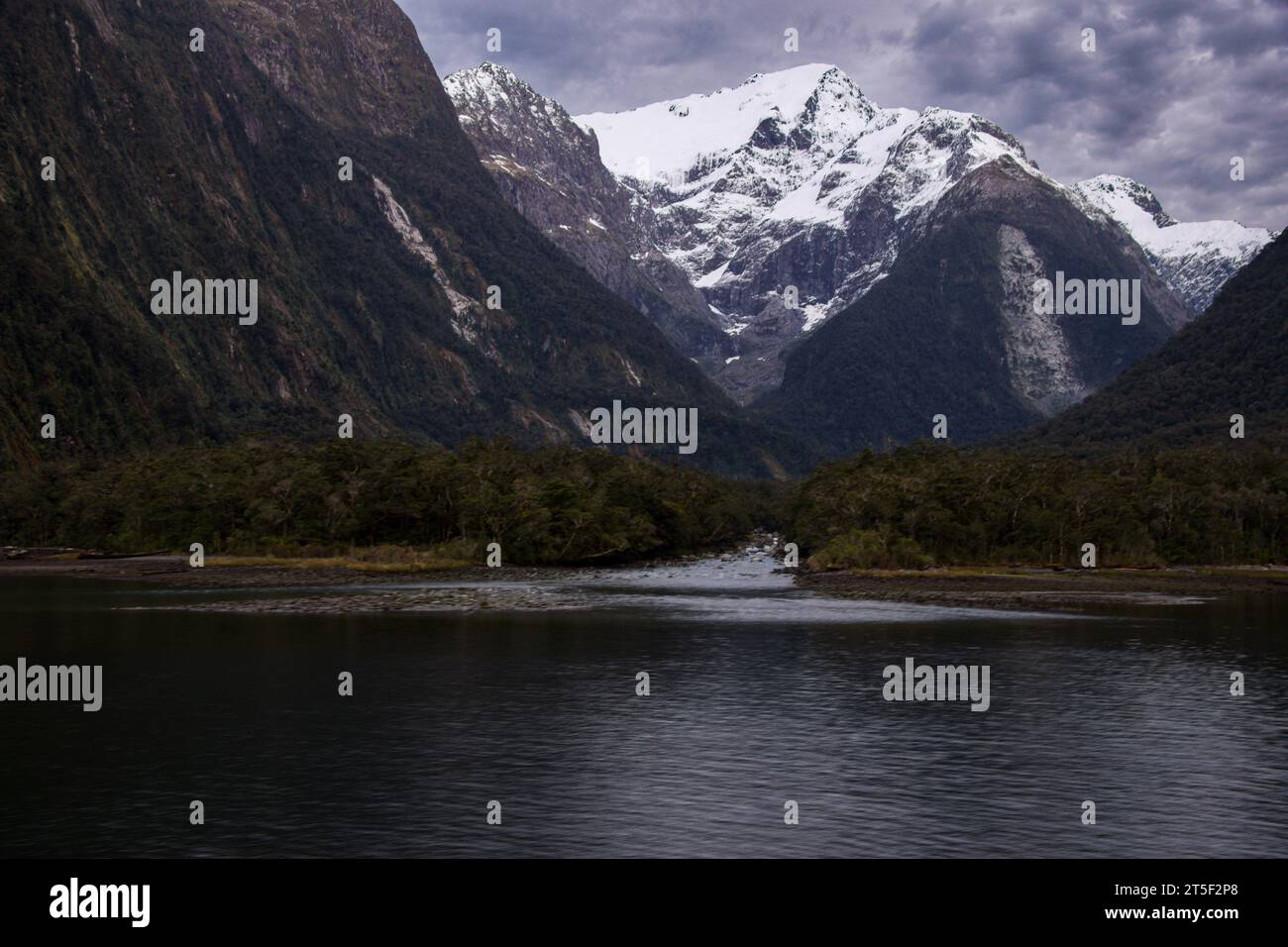 Harrison River estuary Harrison Cove Milford Sound Fiordland Stock ...