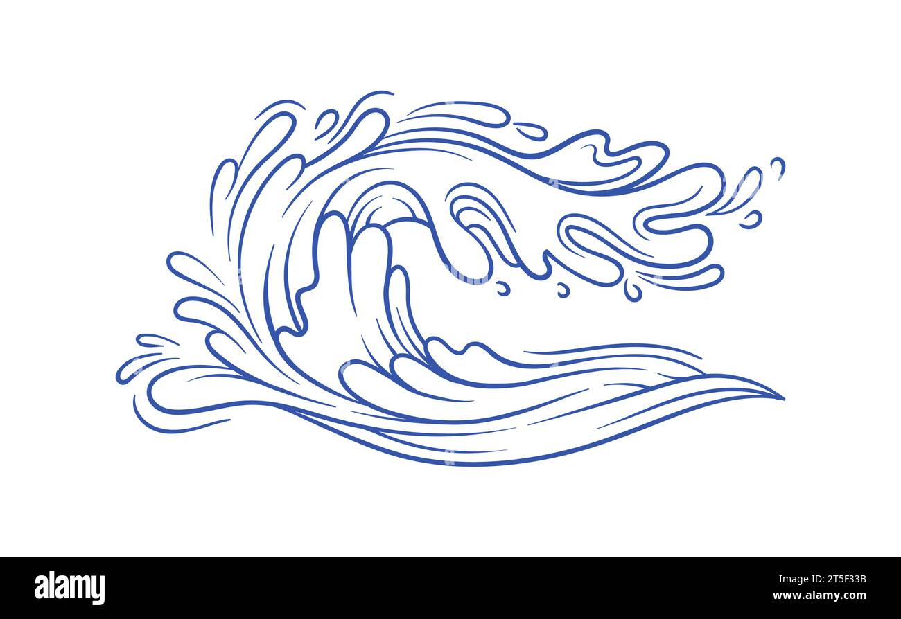 Water splash blue minimalistic sketch vector Stock Vector Image & Art ...