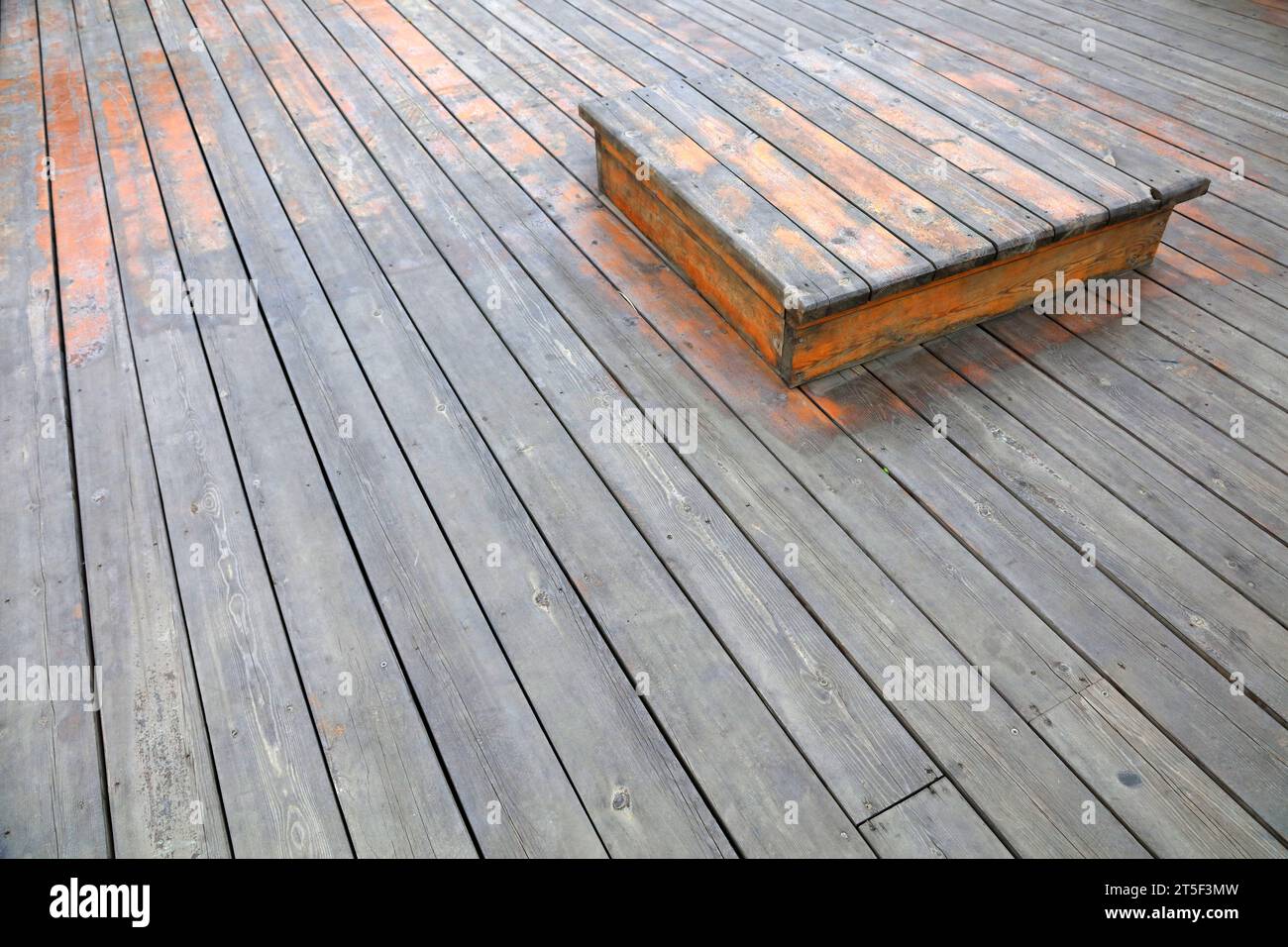 Paint mottled wooden floors and platforms Stock Photo - Alamy
