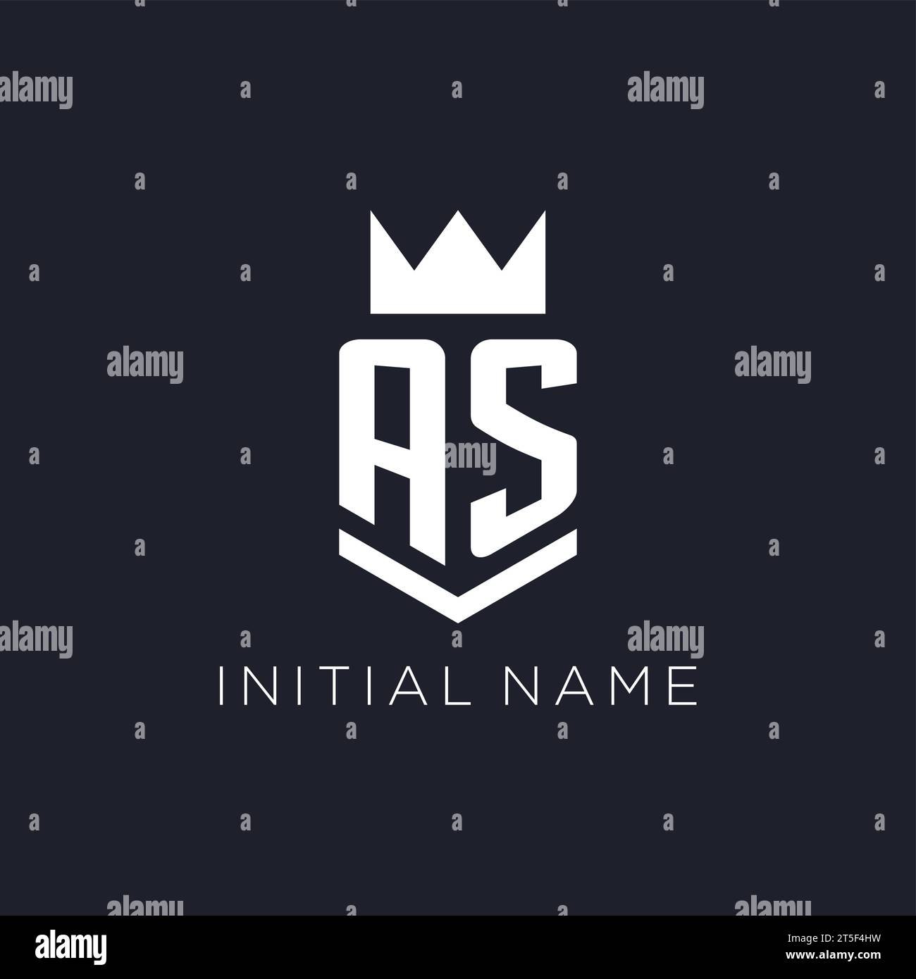 AS logo with shield and crown, initial monogram logo design ideas Stock ...