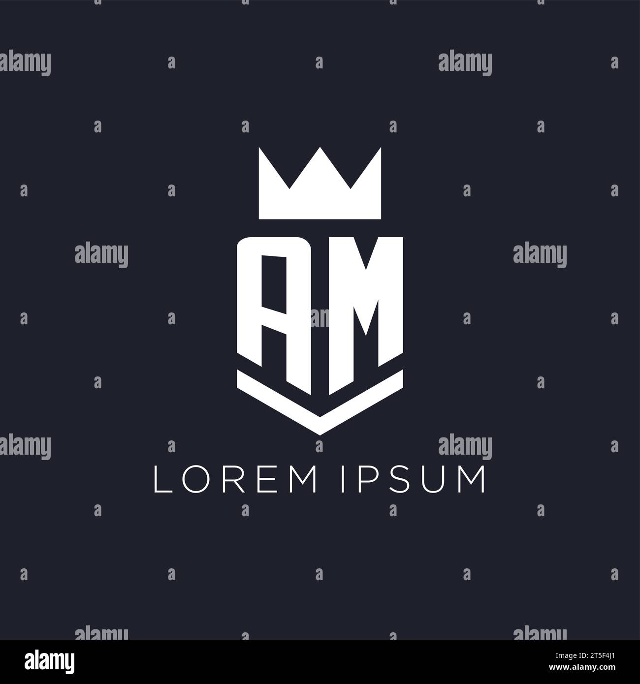 AM logo with shield and crown, initial monogram logo design ideas Stock ...