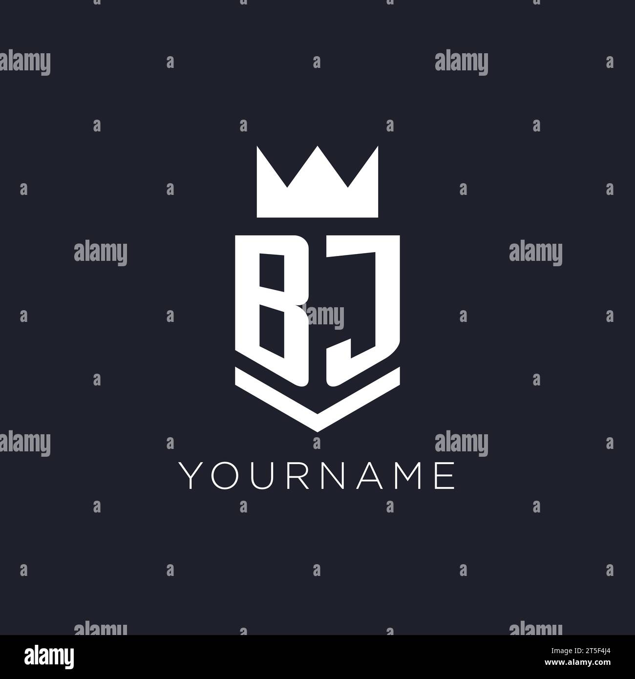 BJ logo with shield and crown, initial monogram logo design ideas Stock ...