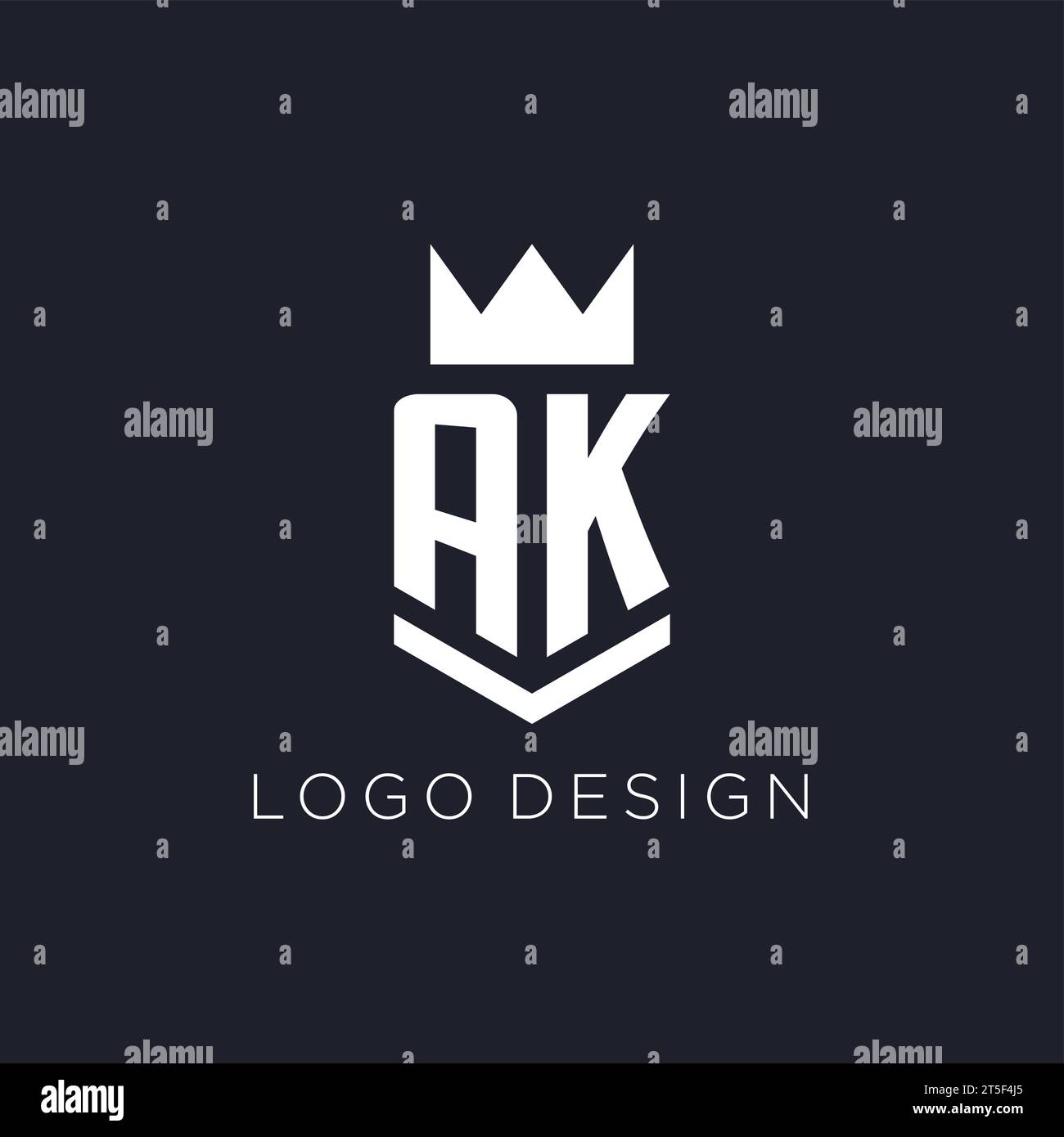 AK logo with shield and crown, initial monogram logo design ideas Stock ...