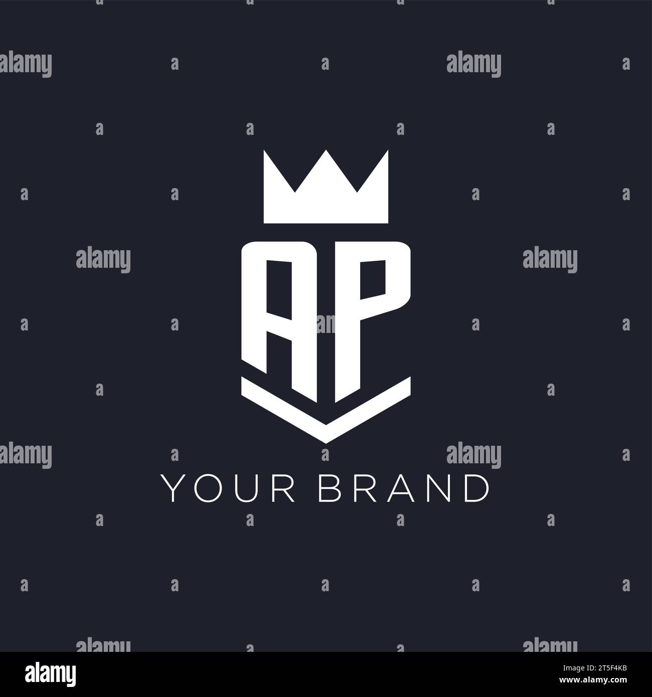 AP logo with shield and crown, initial monogram logo design ideas Stock ...